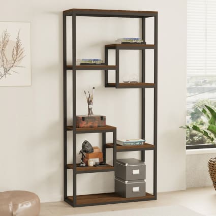 Walnuss- und schwarze Industrie-Stil High Shelf – 182 cm Lopa | Maisons ...
