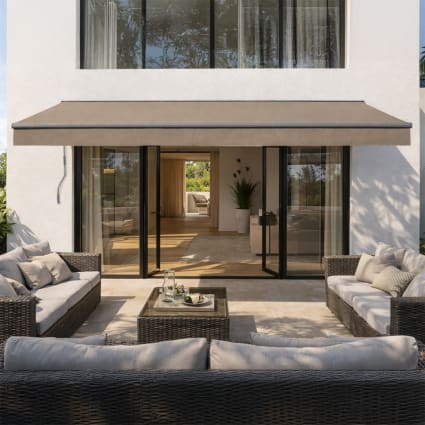 Tenda da sole manuale 3,95 x 3 m in alluminio con telo color tortora ...