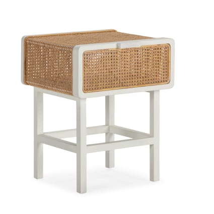 Mesita de noche 48x43x61 madera blanco,ratan natural | Maisons du Monde