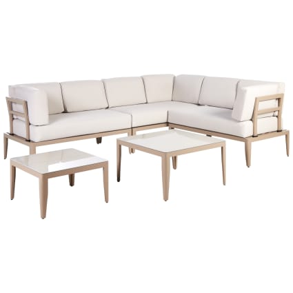 Set de salon d'extérieur 6 personnes en aluminium beige Rima iii ...