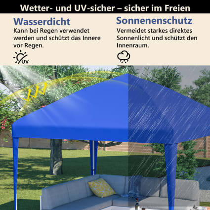 Pavillon pliant en métal et polyester bleu 3 x 3 m | Maisons du Monde