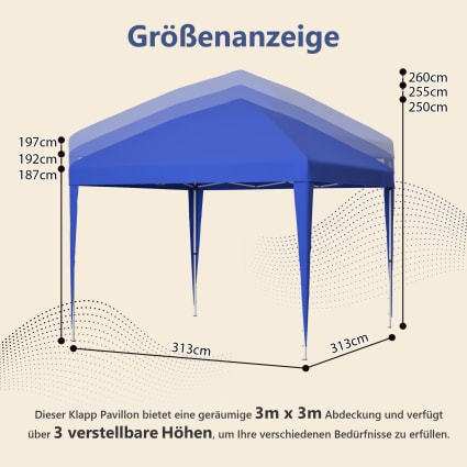 Pavillon pliant en métal et polyester bleu 3 x 3 m | Maisons du Monde