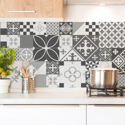 Crédence cuisine en aluminium - 360 x 50 cm - Gris Ciment style ...