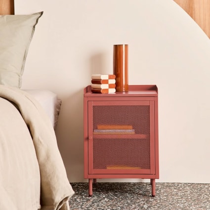 Comodino industriale in metallo 1 anta, terracotta Ohio | Maisons du Monde