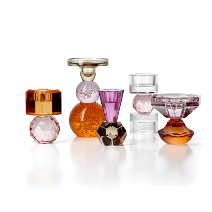 Bougeoir en verre recyclé amber purple 6x6x10.5 cm Amethyst | Maisons ...