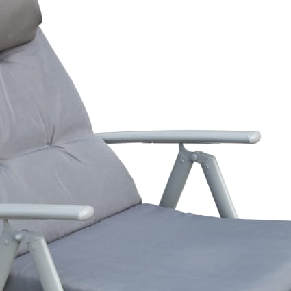 Chaise longue d’extérieur en métal et textile gris 137x63x100cm ...