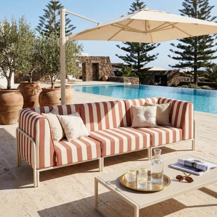 Set modulare di mobili da giardino bassi a strisce 3 posti terracotta ...