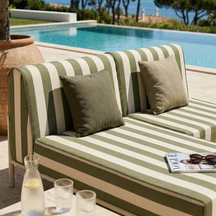 Salon de jardin bas modulable rayé 2 places vert kaki Patio | Maisons ...