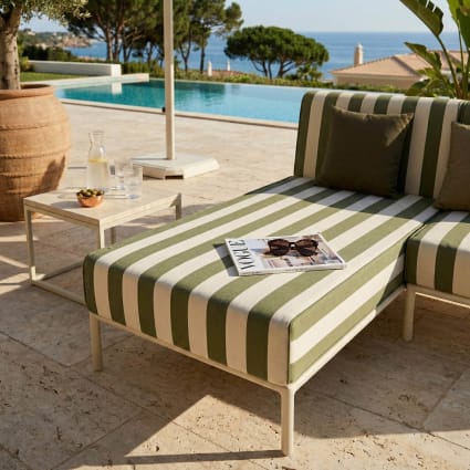 Salon de jardin bas modulable rayé 2 places vert kaki Patio | Maisons ...