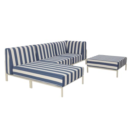Set modulare di mobili da giardino bassi a strisce 4 posti blu Patio ...