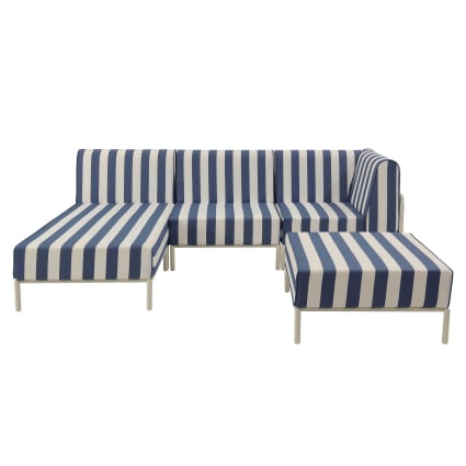 Set modulare di mobili da giardino bassi a strisce 4 posti blu Patio ...