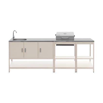 Cucina da esterno con barbecue a carbonella, 3 moduli, beige Naxos ...