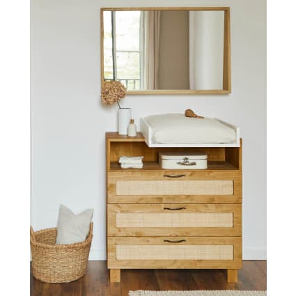 Commode à langer sapin massif fibres naturelles marron clair Tayen ...