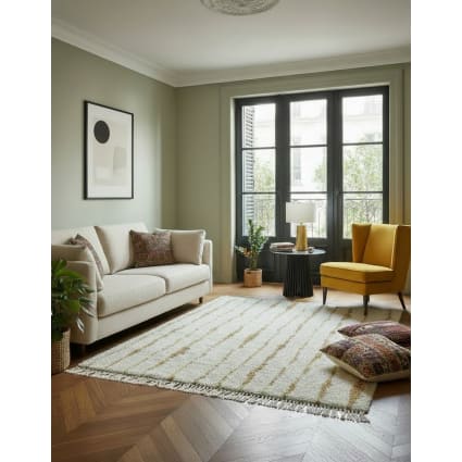 Dicker Teppich mit Fransen, weich und edel 160 x 230 cm Brancusi ...