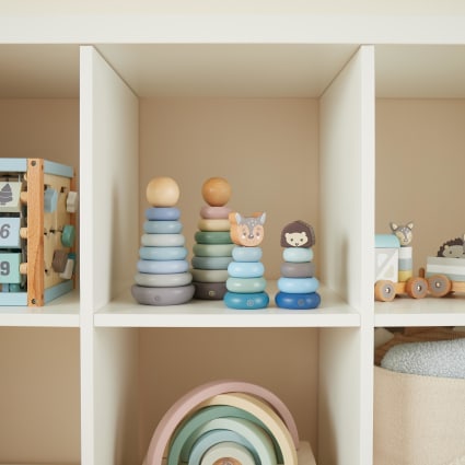 Holz-Stapelturm Igel blau, 5-teilig, 13,5 cm | Maisons du Monde