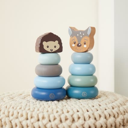 Holz-Stapelturm Igel blau, 5-teilig, 13,5 cm | Maisons du Monde