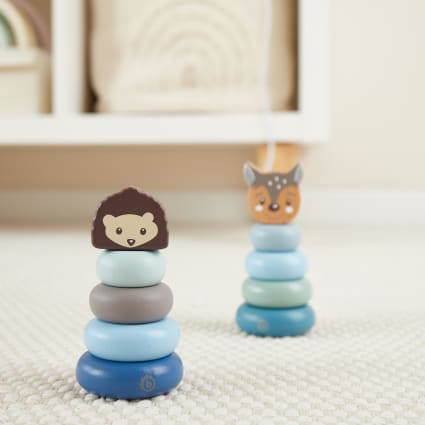 Holz-Stapelturm Igel blau, 5-teilig, 13,5 cm | Maisons du Monde