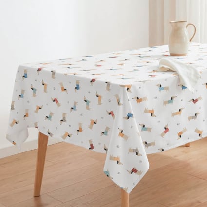 Nappe enduite antitache motif chiens teckel 140x200 cm Toby multicolor ...