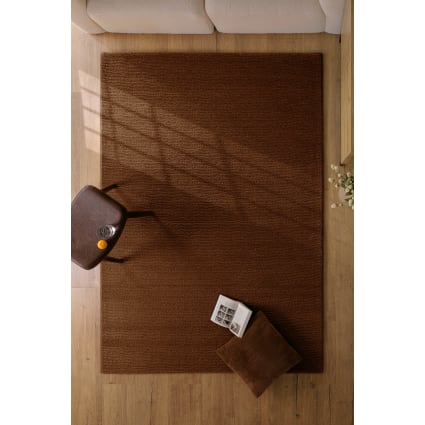 Tapis en laine avec relief marron 140x200 Castello | Maisons du Monde