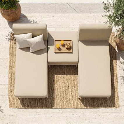 Modulares niedriges Gartenmöbel mit einfarbiges Muster 3 Plätze Beige ...