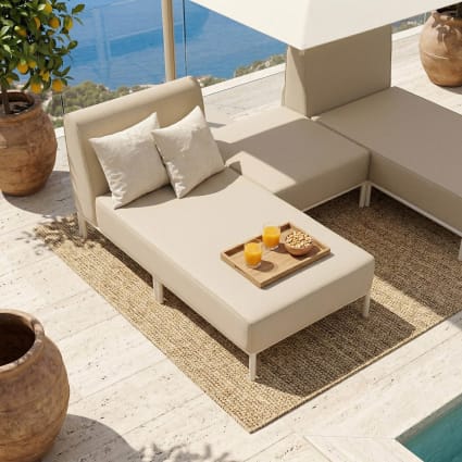 Modulares niedriges Gartenmöbel mit einfarbiges Muster 3 Plätze Beige ...