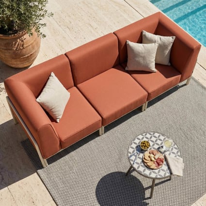 Modulares niedriges Gartenmöbel-Set mit einfarbiges Muster 3Plätze Rot ...