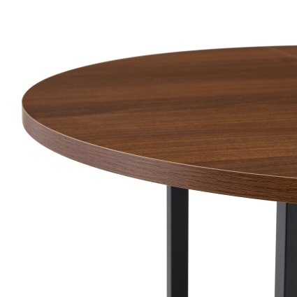 Tavolo da pranzo rotondo con ripiano metallo 100 cm noce | Maisons du Monde