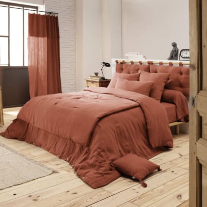 Housse de couette double gaze de coton terracotta 200x200 | Maisons du ...