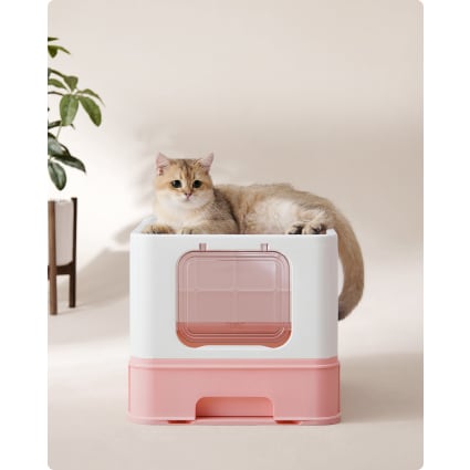 Bac à litière fermé pour chat 54,3 x 42,5 x 37,8 cm rose Boxal ...