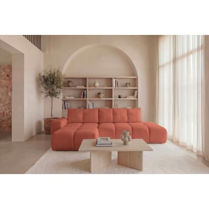 Canapé d'angle tissu chenille 4 places terracotta gauche Constance ...