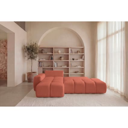 Canapé d'angle tissu chenille 4 places terracotta gauche Constance ...