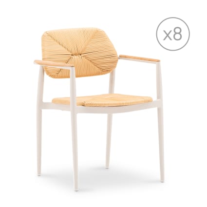 Pack 8 sedie impilabili alluminio e rattan Salamina | Maisons du Monde