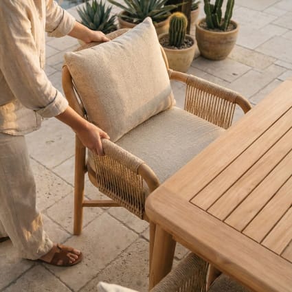 Pack 6 sedie teak e rattan Paros | Maisons du Monde