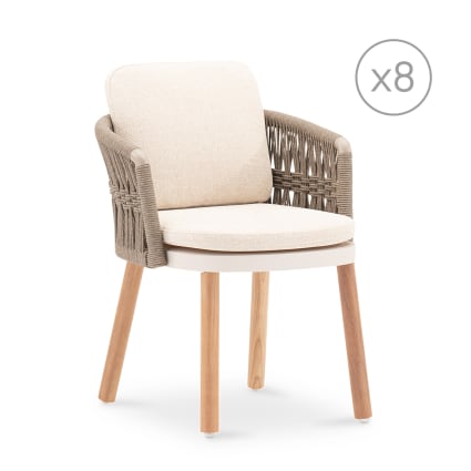 Pack 8 sedie teak e corda Icaria | Maisons du Monde