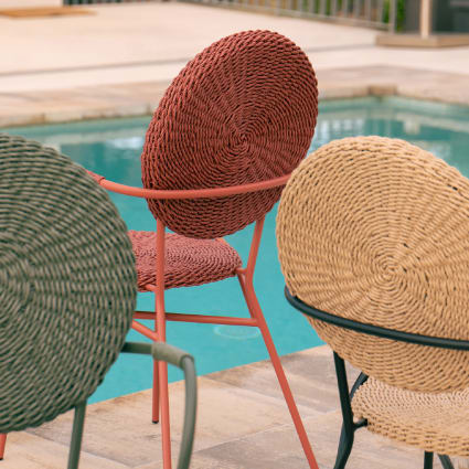Pack 8 sedie impilabili acciaio e rattan Carcasona | Maisons du Monde