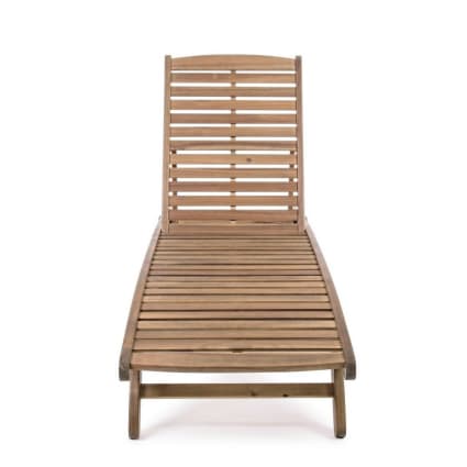 Bain de soleil inclinable en bois d'acacia naturel avec roulettes Noemi ...