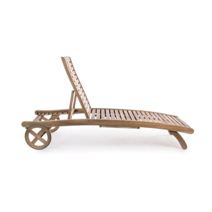 Bain de soleil inclinable en bois d'acacia naturel avec roulettes Noemi ...