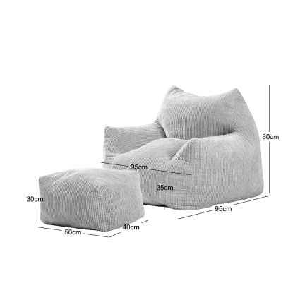 Pouf e poggiapiedi in velluto a coste beige | Maisons du Monde