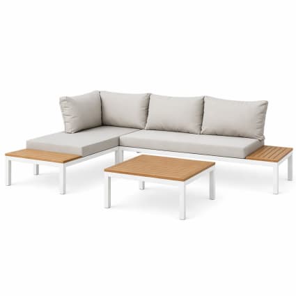 Set da giardino 3/4 posti con tavolino bianco e grigio Majuro | Maisons ...