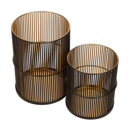 Kerzenhalter aus Metall, Schwarz und Gold, 2er-Set, 13/15 cm Jidi ...