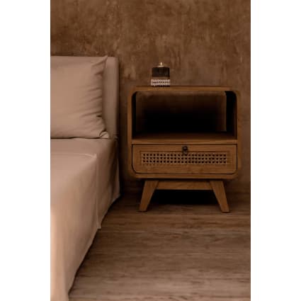 Comodino in legno di teak e rattan marrone 50x50x55 cm Breeze | Maisons ...