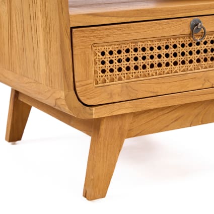 Comodino in legno di teak e rattan marrone 50x50x55 cm Breeze | Maisons ...