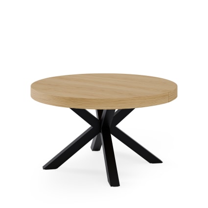 Mesa redonda extensible con tapa de 100 cm roble y patas negras ...