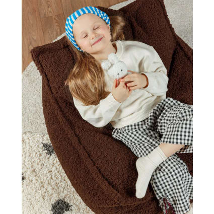 Fauteuil poire en bouclé marron noisette chaude 80 x 70 x 50 cm Teddy ...