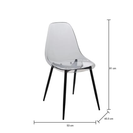 Chaise en plastique gris fumé 53x46x81h cm Amstrong | Maisons du Monde