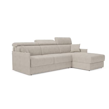 Divano letto angolare in tessuto smacchiabile 232 cm sinistro panna ...