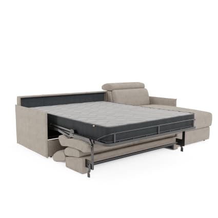 Divano letto angolare in tessuto smacchiabile 232 cm sinistro panna ...