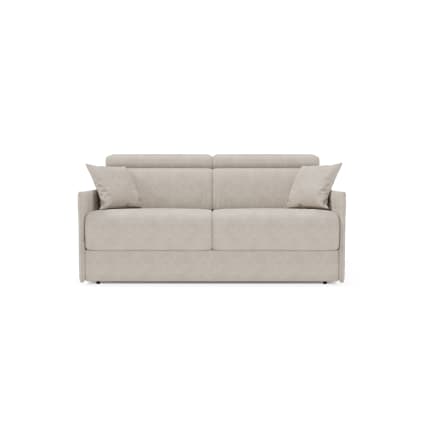 Divano letto con poggiatesta reclinabili 189 cm in tessuto panna Miryam ...