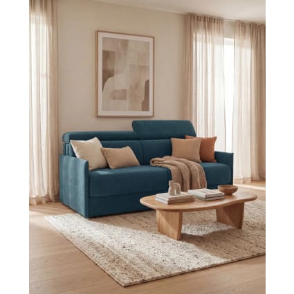 Divano letto con poggiatesta reclinabili 189 cm in tessuto panna Miryam ...