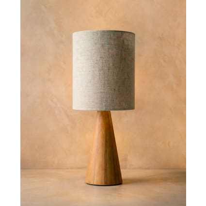 Lampe à poser bois et tissu abat-jour naturel chêne moyen 14cm Lía ...